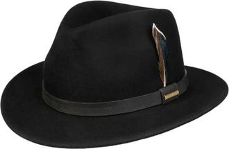 Stetson Chapeau en Laine Boynton Traveller Homme - de Feutre avec Bandeau Cuir Automne-Hiver Hiver - L (58-59 cm) Noir