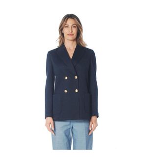 Circolo 1901 Femme, Vestes, Bleu, Taille: 38 FR Giacca doppiopetto micro lavorata a quattro bottoni