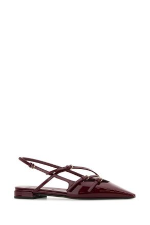 Miu Miu Womens Burgundy Leather Ballerinas Porpora Vitello Ballerine Flat Shoes