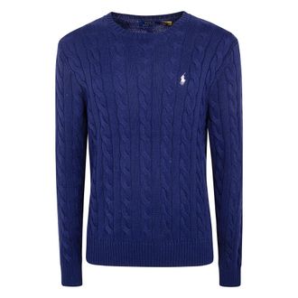 Polo Ralph Lauren Homme, Pulls, Bleu, Taille: XL Long Sleeves Round Neck Rib Sweater