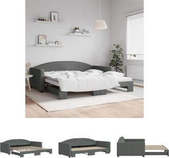 vidaXL The Living Store - Tagesbett Ausziehbar Dunkelgrau 100x200 cm Stoff - Betten & Bettgestelle - Grau
