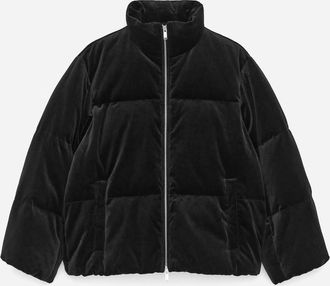 Arket Steppjacke Aus Samt -Schwarz