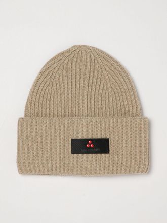 Peuterey Bonnet beanie en laine et cachemire m&eacute;lang&eacute;s &agrave; c&ocirc;tes avec revers et logo