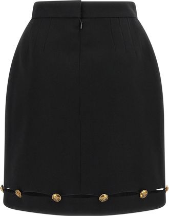 Versace Womens Black Virgin Wool Long Skirt