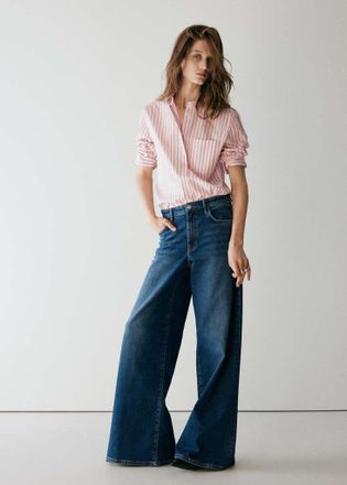 Mango Chemise droite m&eacute;lange coton et lyocell rose - Femme - XXS - MANGO
