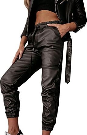 Onsoyours Pantalon skinny en similicuir, style décontracté, parfait comme legging, pour femmes, 04 Noir, XL