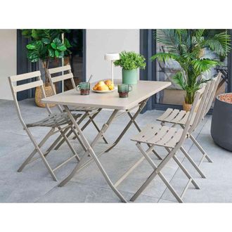 Hesperide Table de jardin rectangle Greensboro 110 x 70 cm Caf&eacute; avec 4 chaises - Hesp&eacute;ride