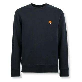 Maison Kitsun&eacute; Fox Head Regular Sweatshirt - - Sweatshirts & Hoodies - Herren - Blau - L