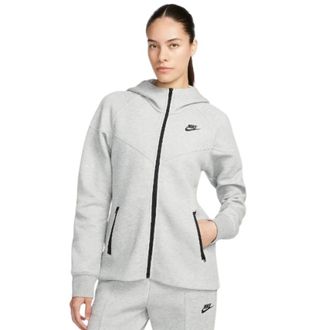 Nike Femme, Sport, Gris, Taille: 40 FR Felpa Cappuccio Tech in Fleece