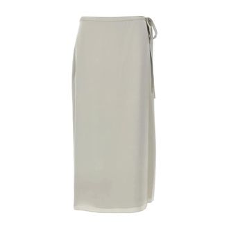 Theory Femme, Jupes, Gris, Taille: 38 FR Jupe Midi Portefeuille en Soie Beige
