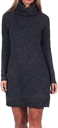 Only Onljana L/s Cowlneck Dress Wool Knt, Robe Femme, Gris (Dark Grey Melange Dark Melange), 36 (Taille fabricant: X-Small)