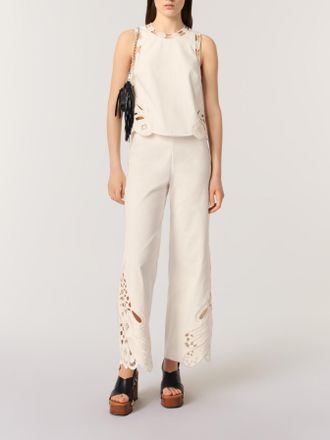 Maje D&eacute;bardeur Brod&eacute; - Blanc - Taille 0 - Maje