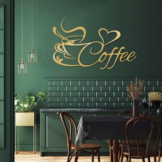 Generic Schwarze Metall-Kaffeetasse mit Herzmotiv, Wanddekoration aus Metall f&uuml;r Caf&eacute;, Bar und K&uuml;che, Moderne Skulptur mit Kaffeetasse mit Herzmotiv f&uuml;r Wohnz