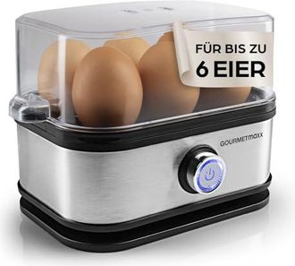 Gourmetmaxx Eierkocher f&uuml;r 6 Eier | Egg Boiler mit Eierstecher im Messbecher | Egg Cooker mit 3 H&auml;rtegraden - f&uuml;r jeden Eierbecher das Passende | Design Eierkoche