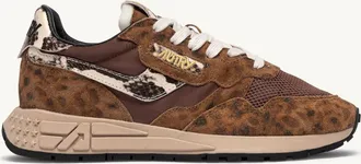 Autry BASKETS REELWIND LOW EN NYLON ET DAIM EVY LEOPARD ET SUMMER SAND
