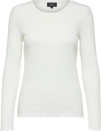 Selected Anna LS Rundhals-T-Shirt - - Tops - Damen - Wei&szlig; - XL
