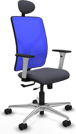 Piqueras y Crespo B&uuml;rostuhl mit Lendenwirbelst&uuml;tze, mit wei&szlig;en und schwarzen Armlehnen und festem Kopfteil, ausgestattet mit Syncro/Traslack und Schneideschaum, Blau/Du