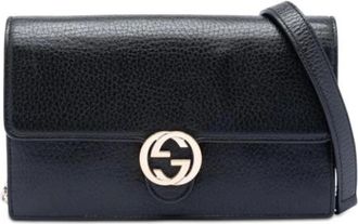 Gucci Pre-owned Interlocking G Dollar Wallet on Chain - Femme - Pre-owned - Noir - Taille: ONE Size