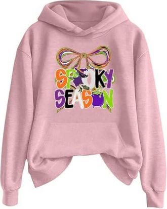 Generic 2026 Vestes pour femmes, chandail &agrave; capuche imprim&eacute; Halloween, sweatshirt &agrave; manches longues, d&eacute;contract&eacute;, confortable, pour lautomne, rose, XL