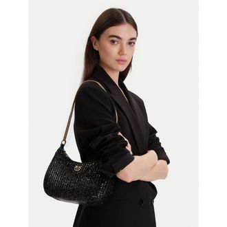 Pinko Handtasche PINKO Half Moon Mini AI 25-26 PLTT 105916 A2WC Schwarz