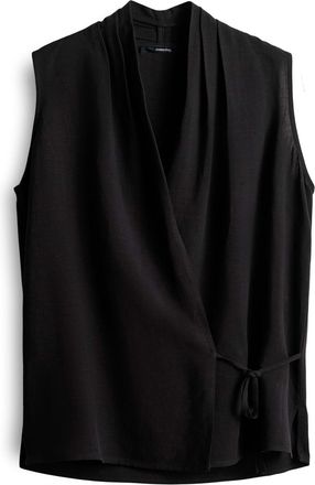 someday Damen Blusentop | Leinenbluse ZIANG in moderner Wickeloptik Black, 36