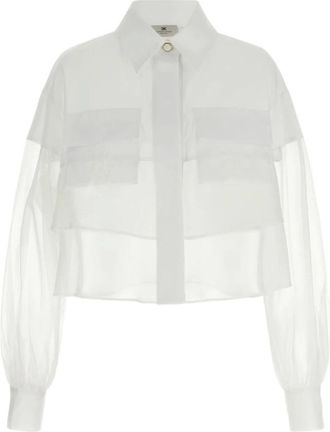Elisabetta Franchi Femme, Blouses et Chemises, Beige, Taille: 40 FR Organza Shirt