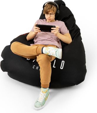 Diablo Gaming Sitzsack XXL Sitzkissen mit F&uuml;llung Gaming Sessel Kindersitzsack Beanbag f&uuml;r Kinderzimmer Wohnzimmer EPS Perlen Polyester 110 cm x 100 cm (Schw