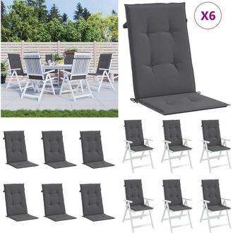 vidaXL Gartenstuhlauflagen f&uuml;r Hochlehner 6 Stk. Anthrazit 120x50x3 cm - Hochlehner Auflagen - Gartenstuhlkissen - Outdoor Kissen - Sitzauflage