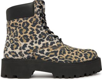 Tommy Jeans Schn&uuml;rschuhe Tommy Jeans Tjw Platform Cheetah Boots EN0EN03140 Braun