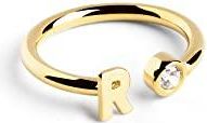 Singularu Bague personnalisée Letter Spark. Ajustable. Argent 925 avec finition plaqué or 18Kt. Taille unique. Bijoux pour femme. Lettre R