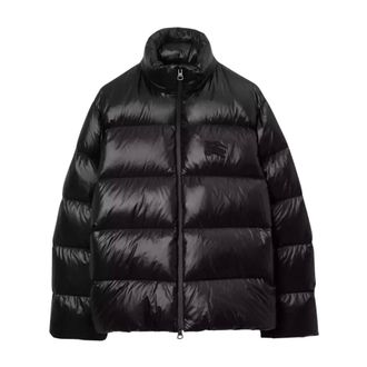 Burberry Homme, Vestes, Noir, Taille: M Veste noire en duvet avec patch de cavalier