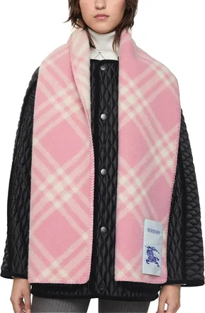 Burberry Check Wool Scarf - Pink