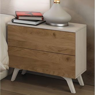 PEGANE Table de chevet, table de nuit coloris andersen, blanc - Longueur 52 x Profondeur 34,80 x Hauteur 50 cm -PEGANE