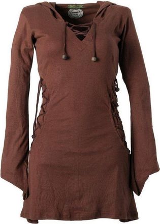 vishes Zipfelkleid Elfenkleid mit Zipfelkapuze Bändern zum Schnüren Ethno, Hoody, Gothik Style