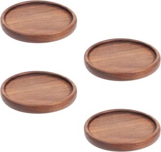 BESTONZON Untersetzer Set 4 Tasse Pad Matte Schwarz Nussbaum Runde Becher Coaster rutschfeste für Kaffee Bier Wein Glasflasche Haus und Bar (8,8 cm)