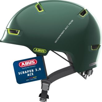 ABUS Stadthelm Scraper 3.0 ACE - Robuster Fahrradhelm f&uuml;r den Stadtverkehr - f&uuml;r Damen und Herren - Gr&uuml;n, Gr&ouml;&szlig;e M