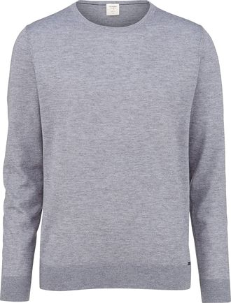 Olymp Herren Pullover Rundhals Casual.Strick,Plain Jersey,Regular fit,Silbergrau 63,XL