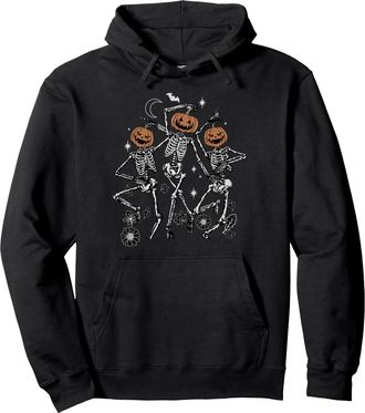 Trendy Apparel Halloween Dancing Skeletons Jack O Lantern Pullover Hoodie