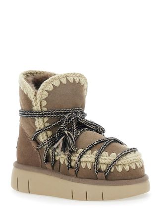 Mou Womens Ankle Boots Grey Leather Sheep