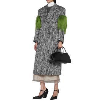 Prada Womens Gray Wool Coat Clothing
