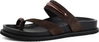 Tamaris Damen Fu&szlig;bett Pantolette Leder flach, braun, 41 EU