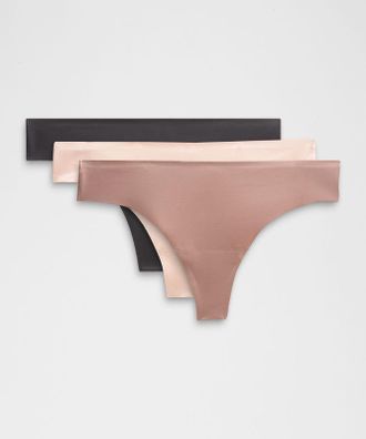 lululemon InvisiWear String mit mittelhohem Bund 3er-Pack f&uuml;r Frauen - Gr&ouml;&szlig;e XL in Black/Twilight Rose/Misty Shell