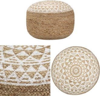 vidaXL Vidaxl - Pouf fait à la main Blanc 45x30 cm Jute - Pouf Design - Pouf Moderne - Pouf Jute - Pouf Artisanal - Repose-pied Cosy - Home & Living