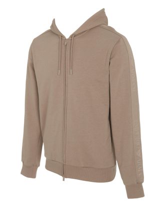 Emporio Armani Herren Basic Terry Hoodie Zip Sweatshirt Kapuzenpullover, braun, L
