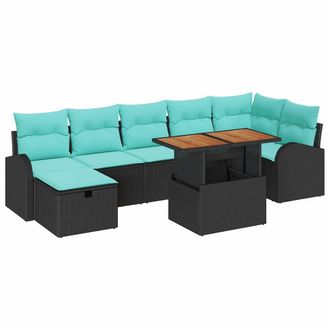 vidaXL Set Divano Da Giardino 8 Pz Nero Polyrattan Vidaxl
