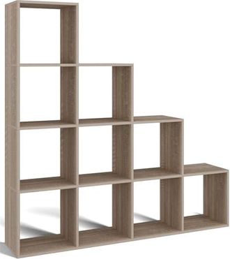 Selsey Stufenregal Stepi 153x153x30 cm - Flexibles Wandregal - Laminierte Spanplatte, PVC-Kanten - F&uuml;r Wohnzimmer, B&uuml;ro, Flur Sonoma-Eiche, Selbstmontage - I