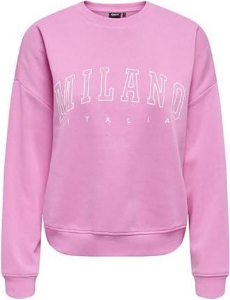 Only Onlsweat Life L/S Crew O.Size State Noos, Rose Fuchsia, M