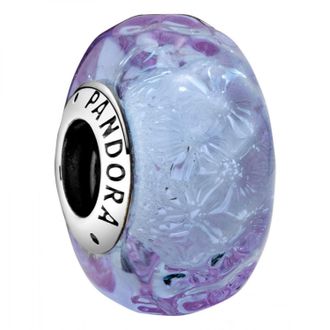 Pandora Wellenf&ouml;rmiges Lavendelblaues Murano-Glas Charm, 798875C00, Lila, 1,3cm