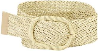 Allegra K Ceintures à taille large pour femmes Ceintures tissées tressées pour robe à boucle Chunky Beige 58-84cm/22.83-33.07