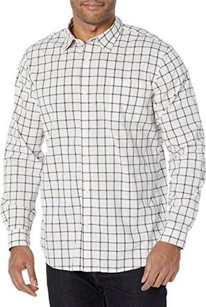 Amazon Essentials Chemise en Popeline Extensible À Manches Longues Et Coupe Ajustée Homme, Rose Blanc Carreaux Lainés, L